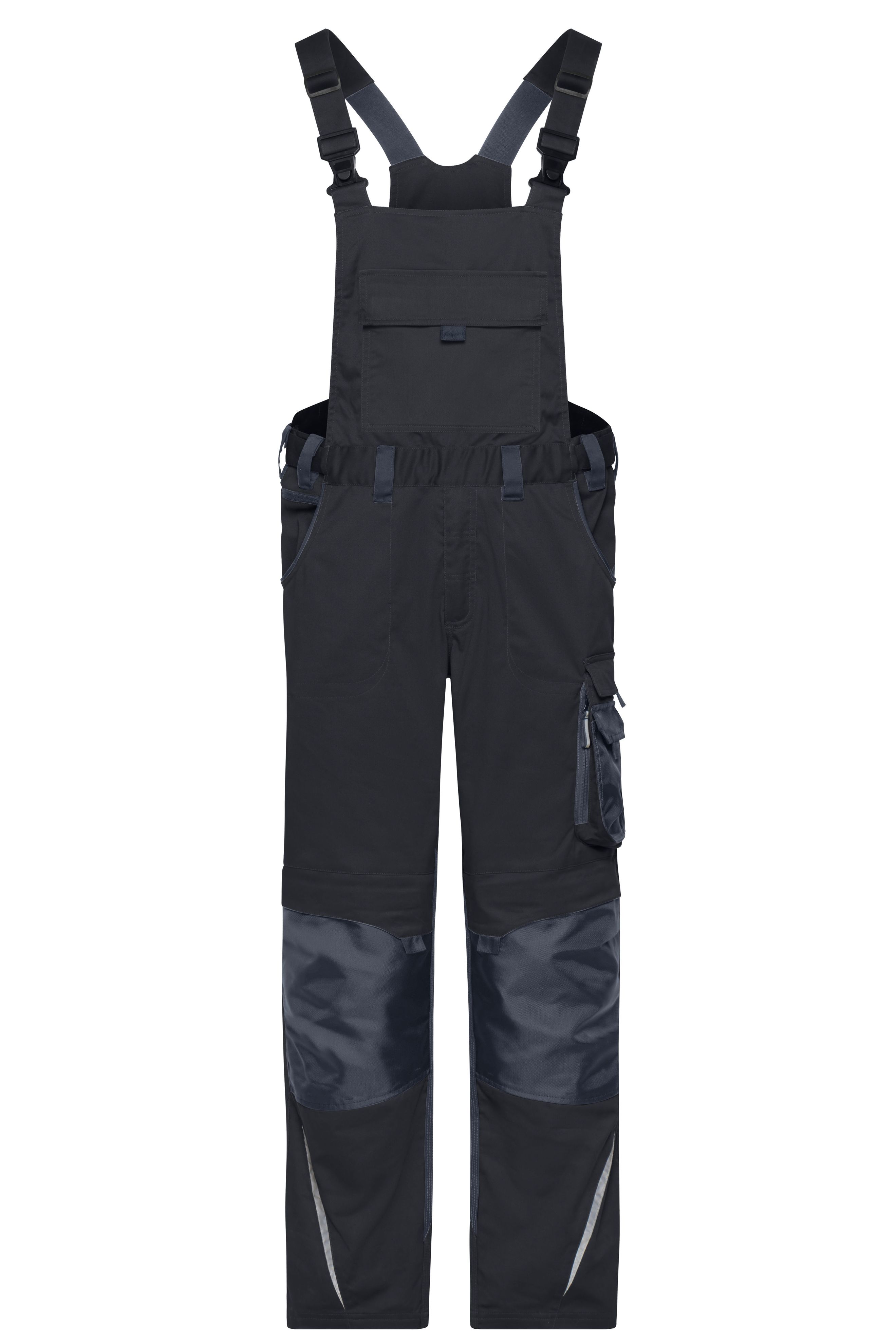 Unisex Workwear Pants with Bib - STRONG - Black/carbon-Workweartextilien