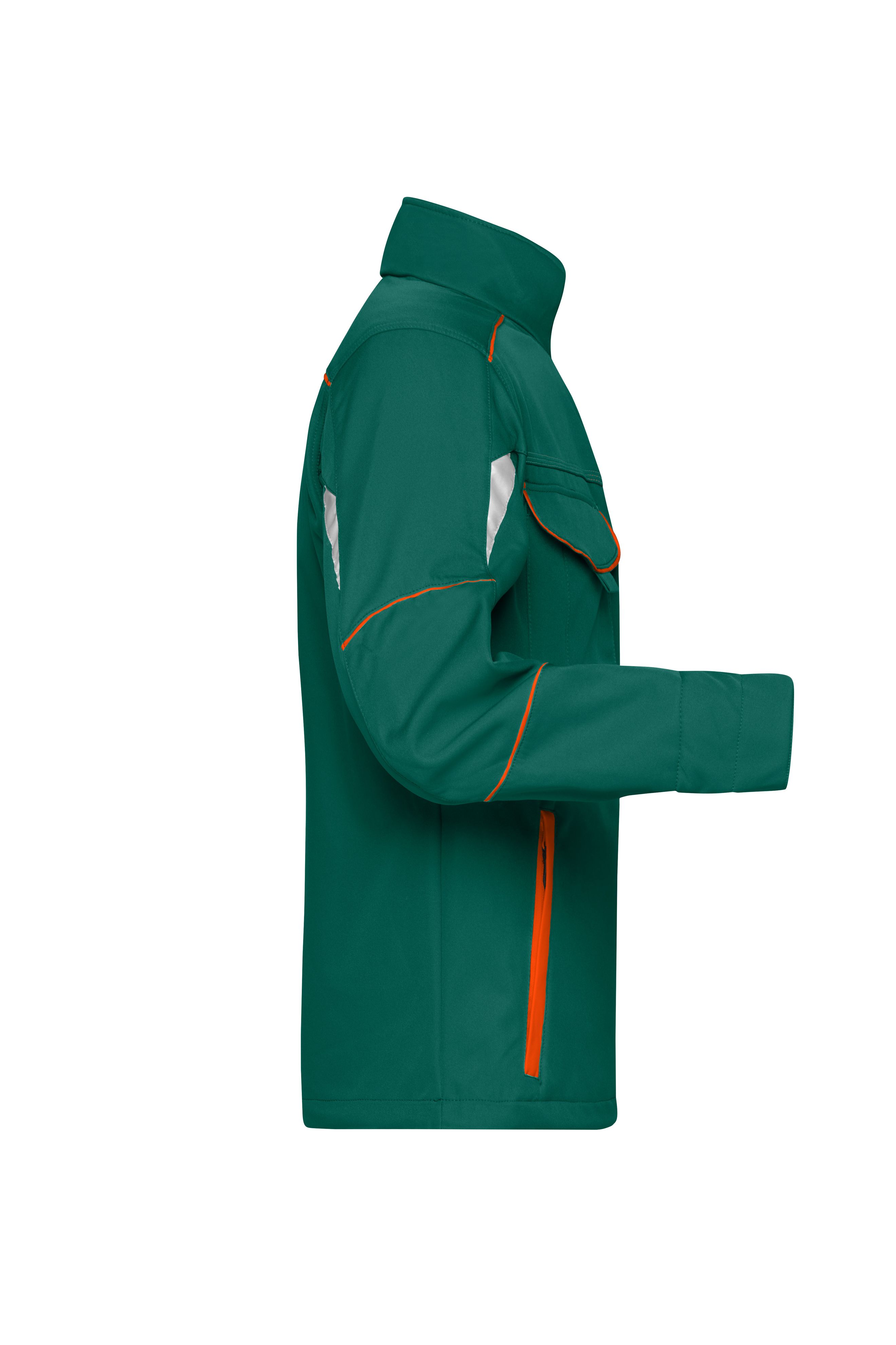 Unisex Workwear Softshell Jacket Color Dark Green Orange