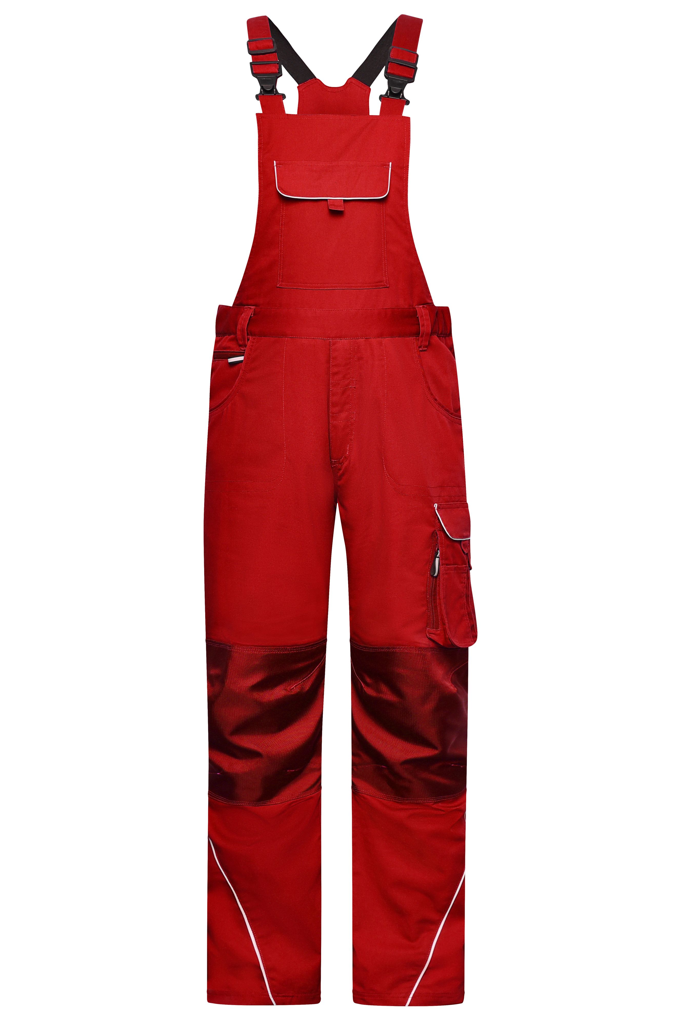 Unisex Workwear Pants with Bib - SOLID - Red-Workweartextilien