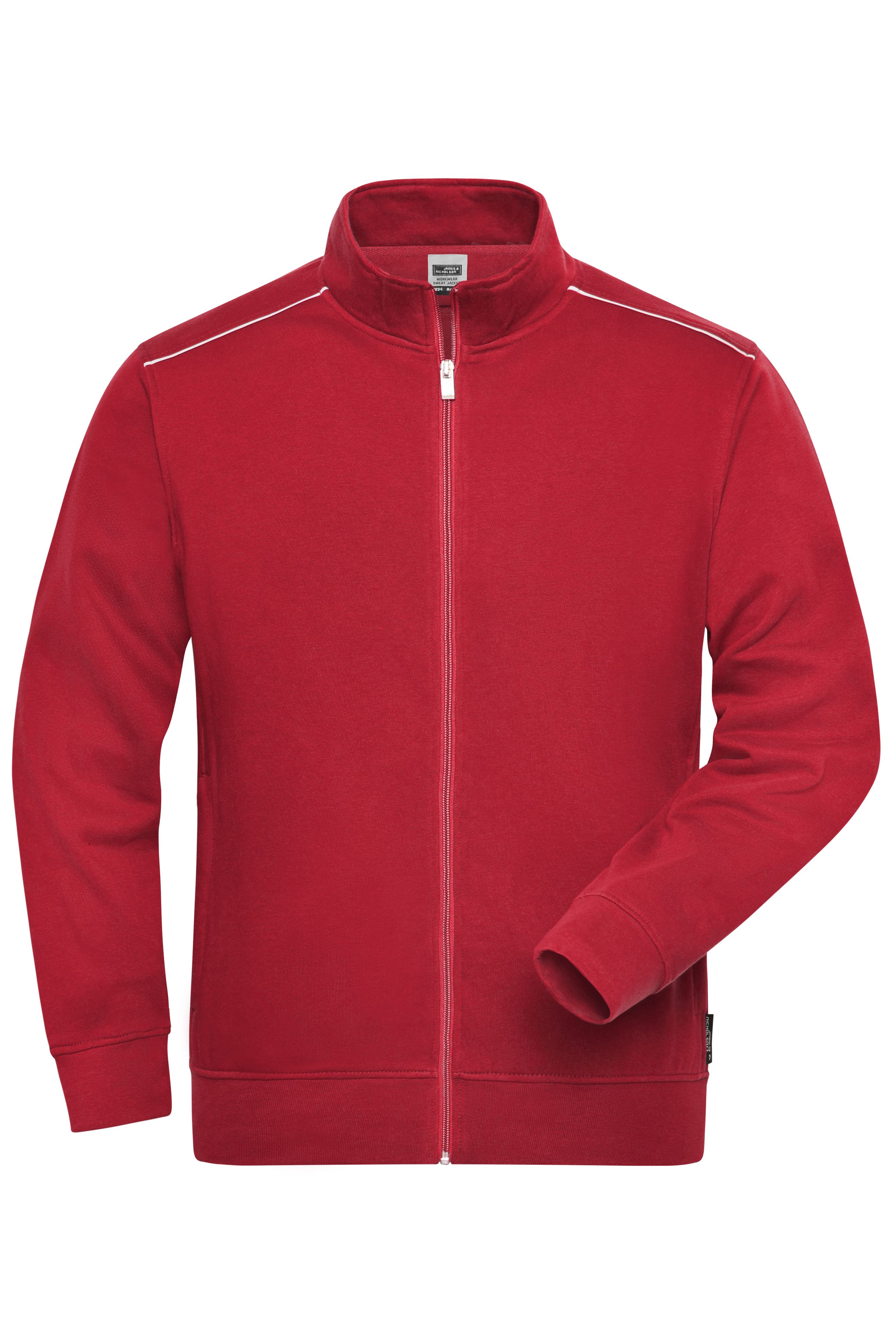 Men Men's Workwear Sweat-Jacket - SOLID - Red-Workweartextilien